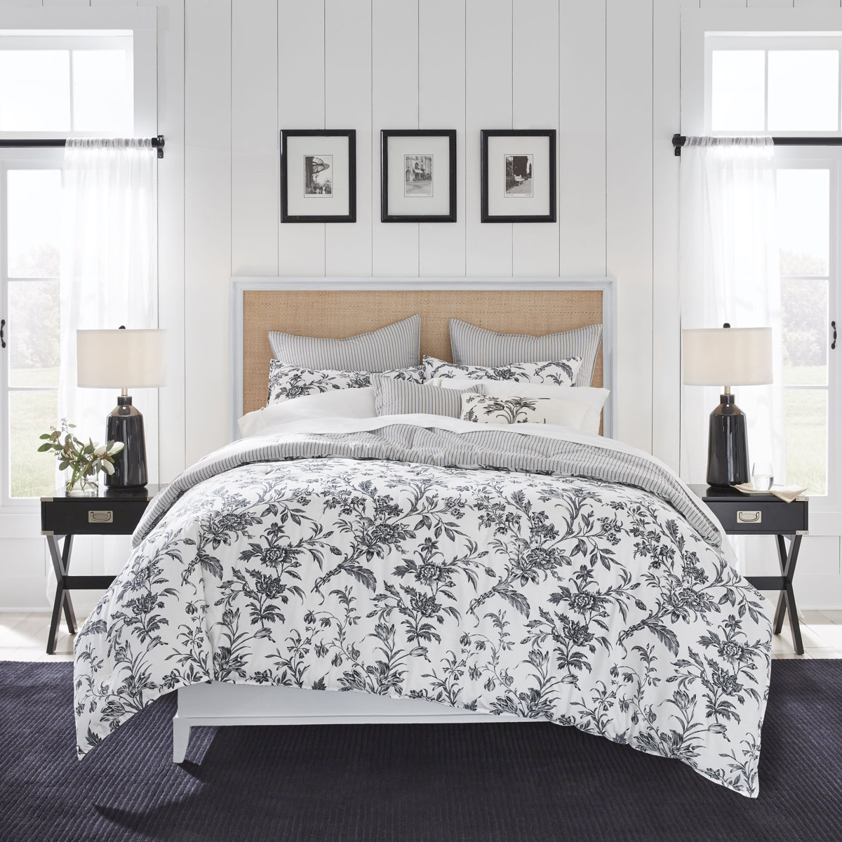 Laura Ashley Amberley Cotton Black Comforter Bonus Set & Reviews | Wayfair