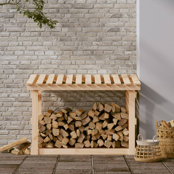 vidaXL 108cm W Solid Wood Log Rack | Wayfair.co.uk