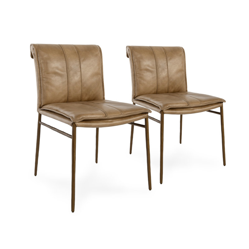 Classic Home Mayer Genuine Leather Dining Chair Adobe Set Of 2 ...