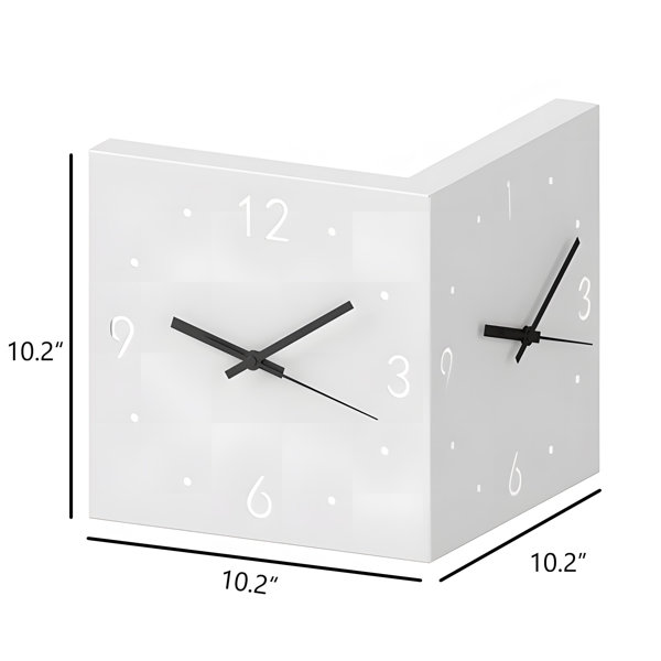 Ebern Designs Arvella Metal Wall Clock Backlit Corner Clock & Reviews ...
