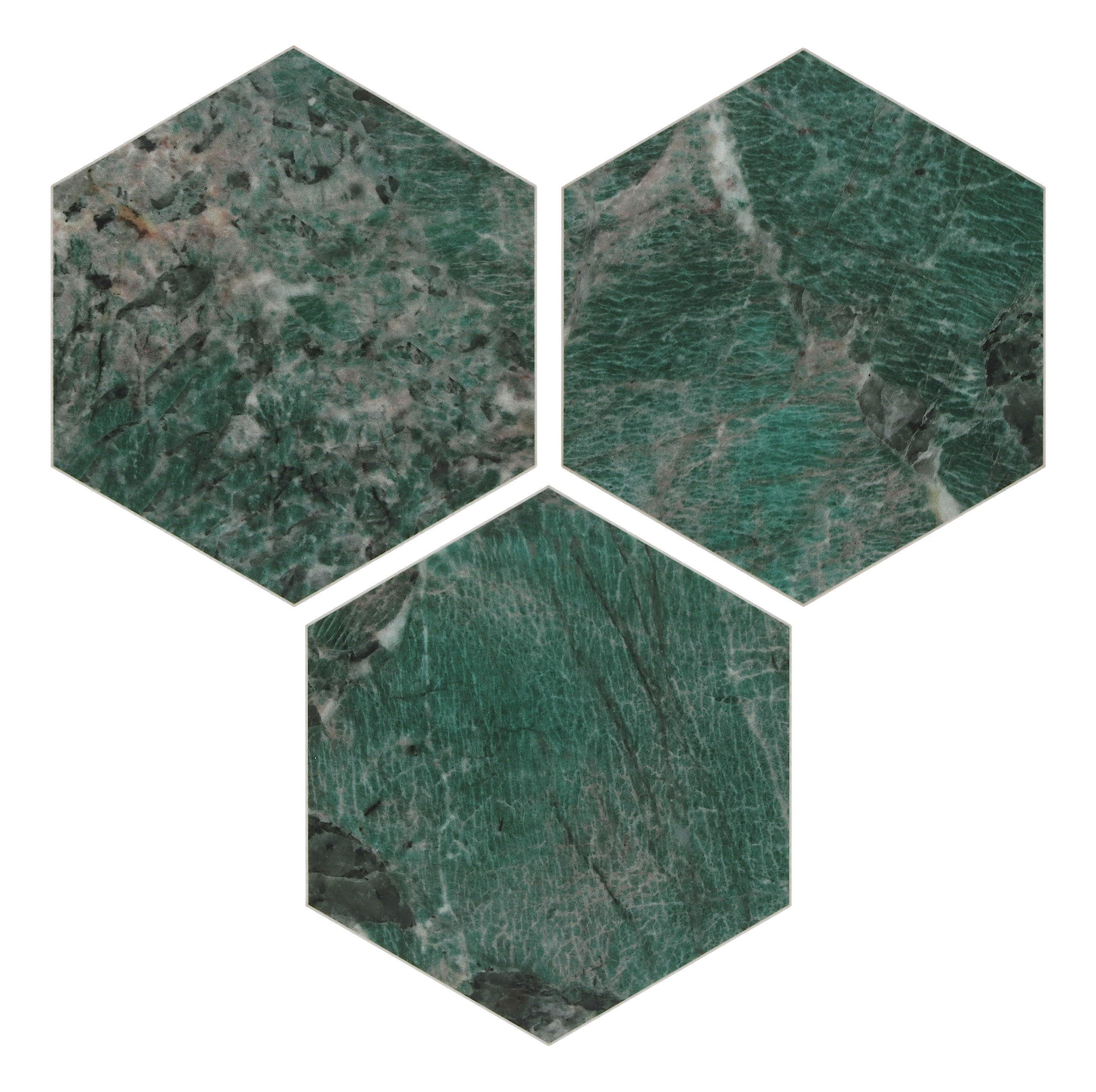 Zeki Shoggy Backsplash Tile For Kitchen Peel And Stick. Green Hexagon ...