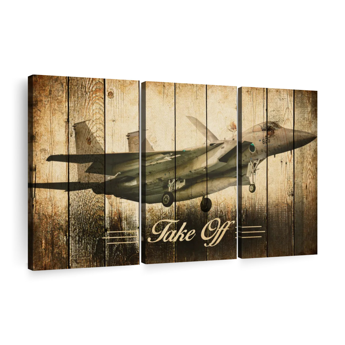 Rosalind Wheeler " Rustic Military Jet Wall Art " on Canvas | Wayfair