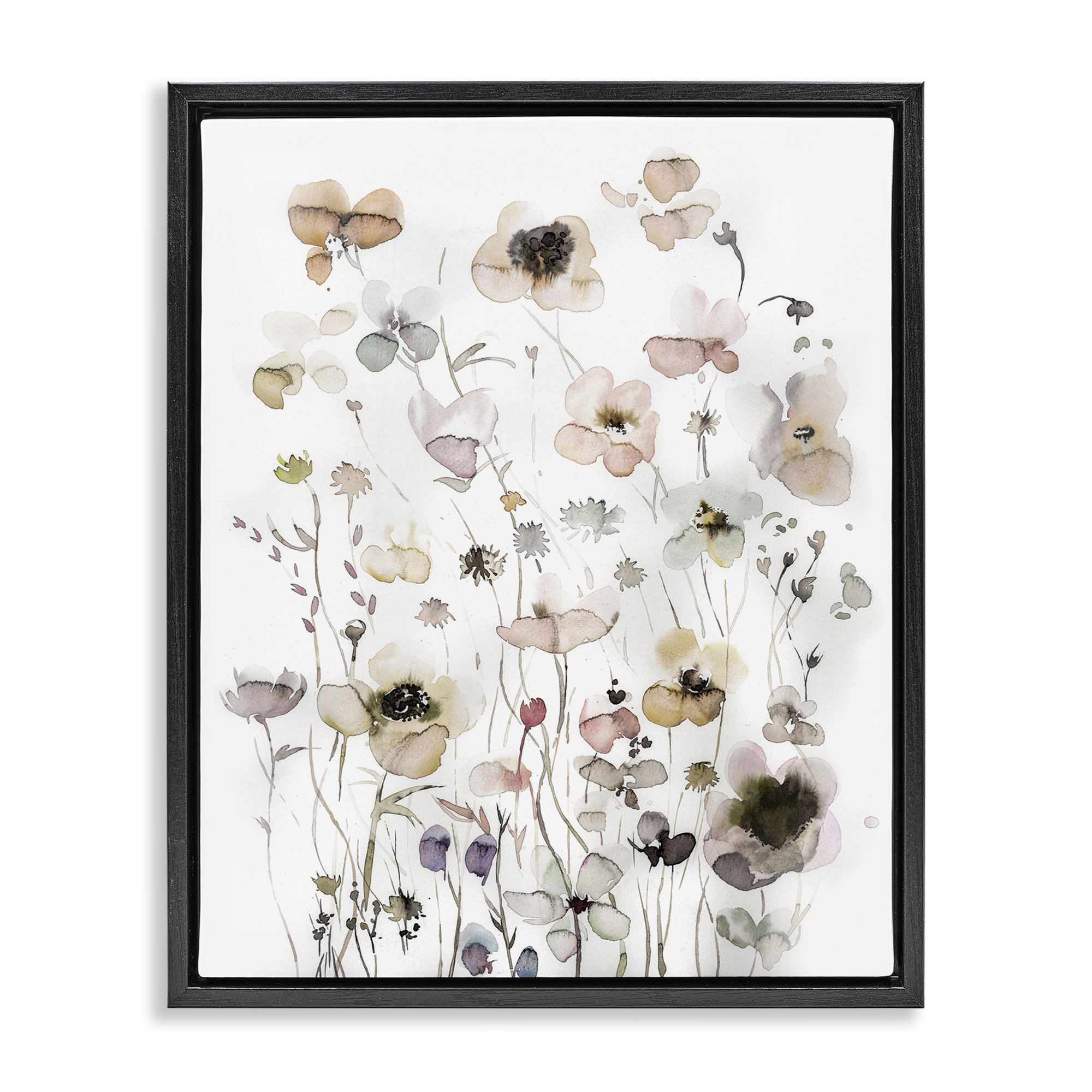 Red Barrel Studio® Soft Cottage Florals Framed Floater Canvas Wall Art ...