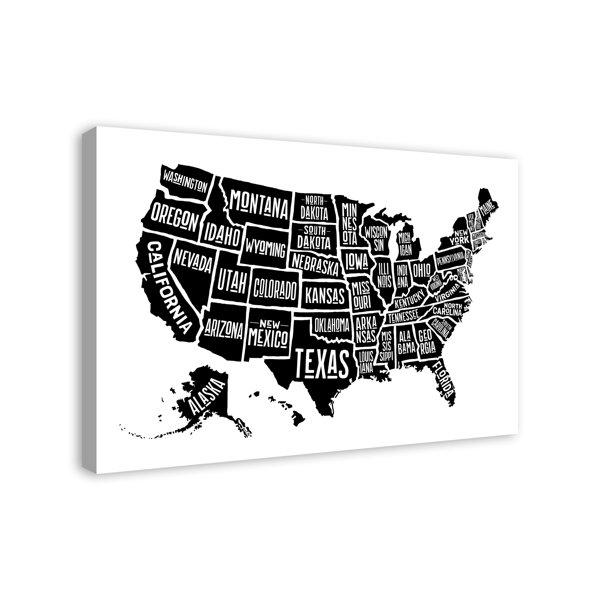 Wrought Studio™ 'Simple United States World Map' Framed Graphic Art ...