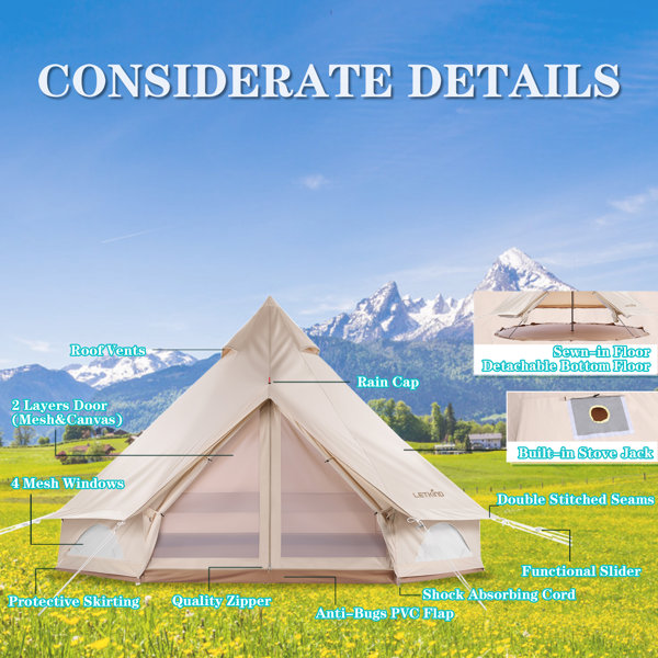 Garsing Canvas Bell Tent 100% Cotton in Dia Waterproof Canvas Camping ...