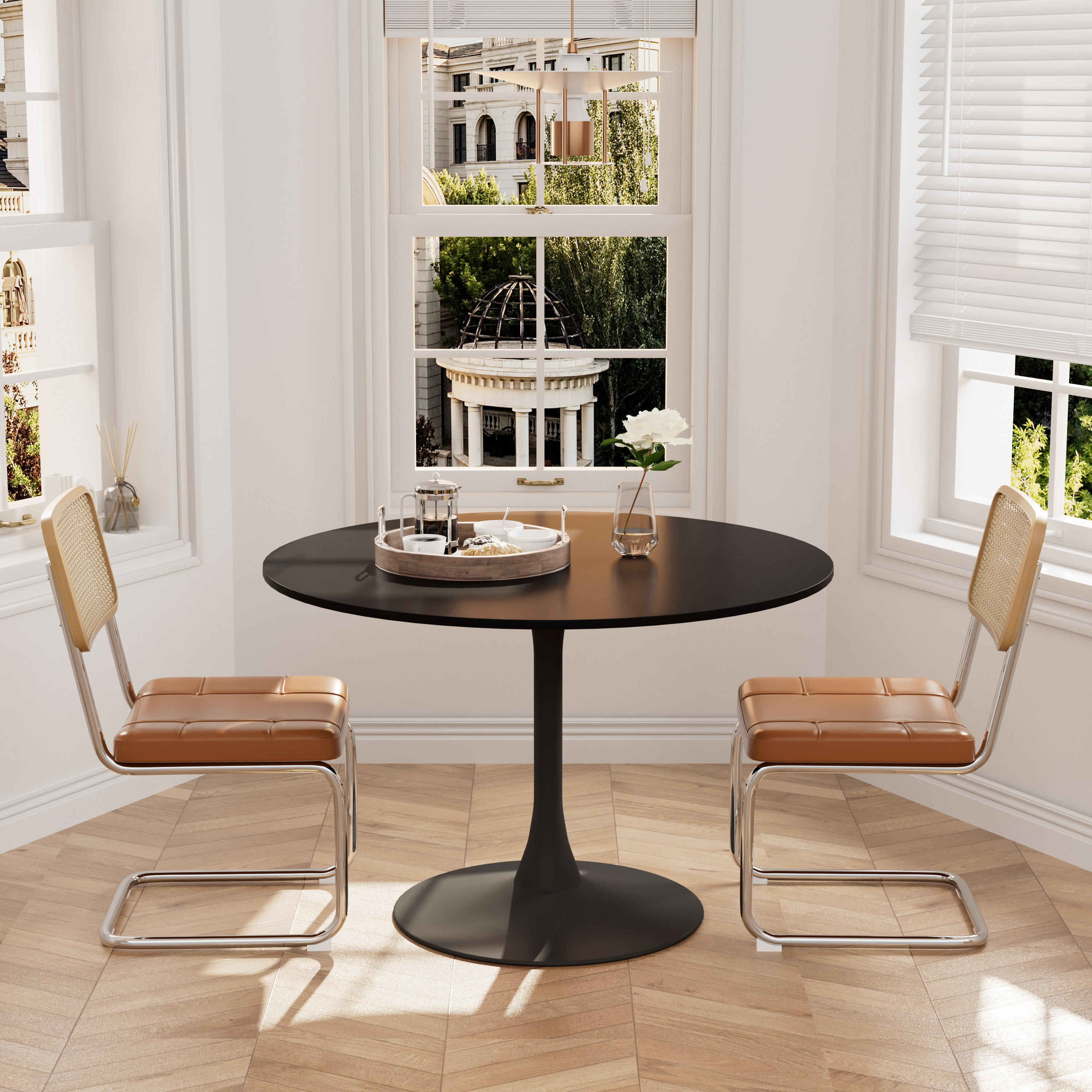 George Oliver 42" Round Modern Pedestal Dining Table Set | Wayfair