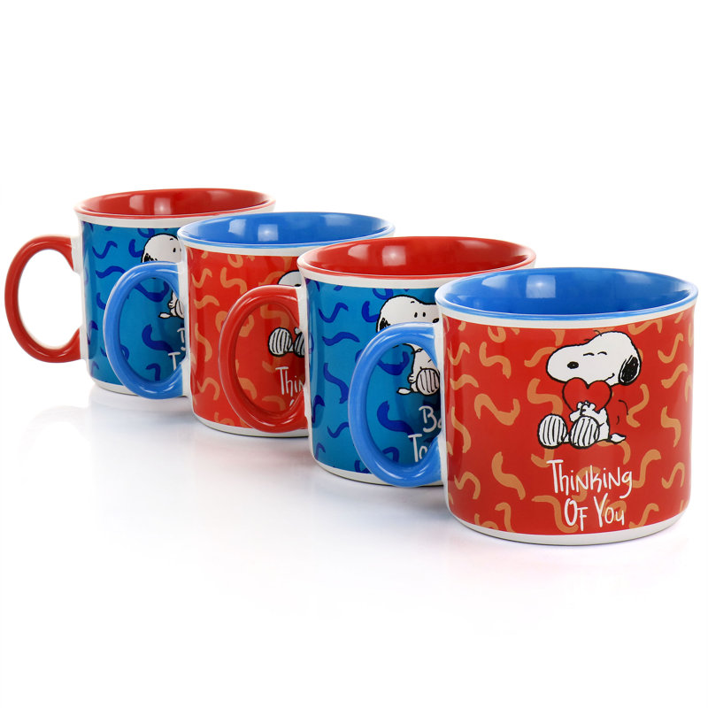 Gibson Peanuts Snoopy Songs 4 Piece 21Oz Stoneware Mug Set In Assorted ...