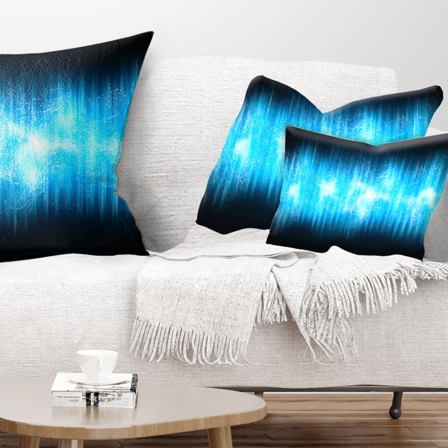 Design Art Blue Ice Flame Abstract - Abstract Printed Pillow | Wayfair