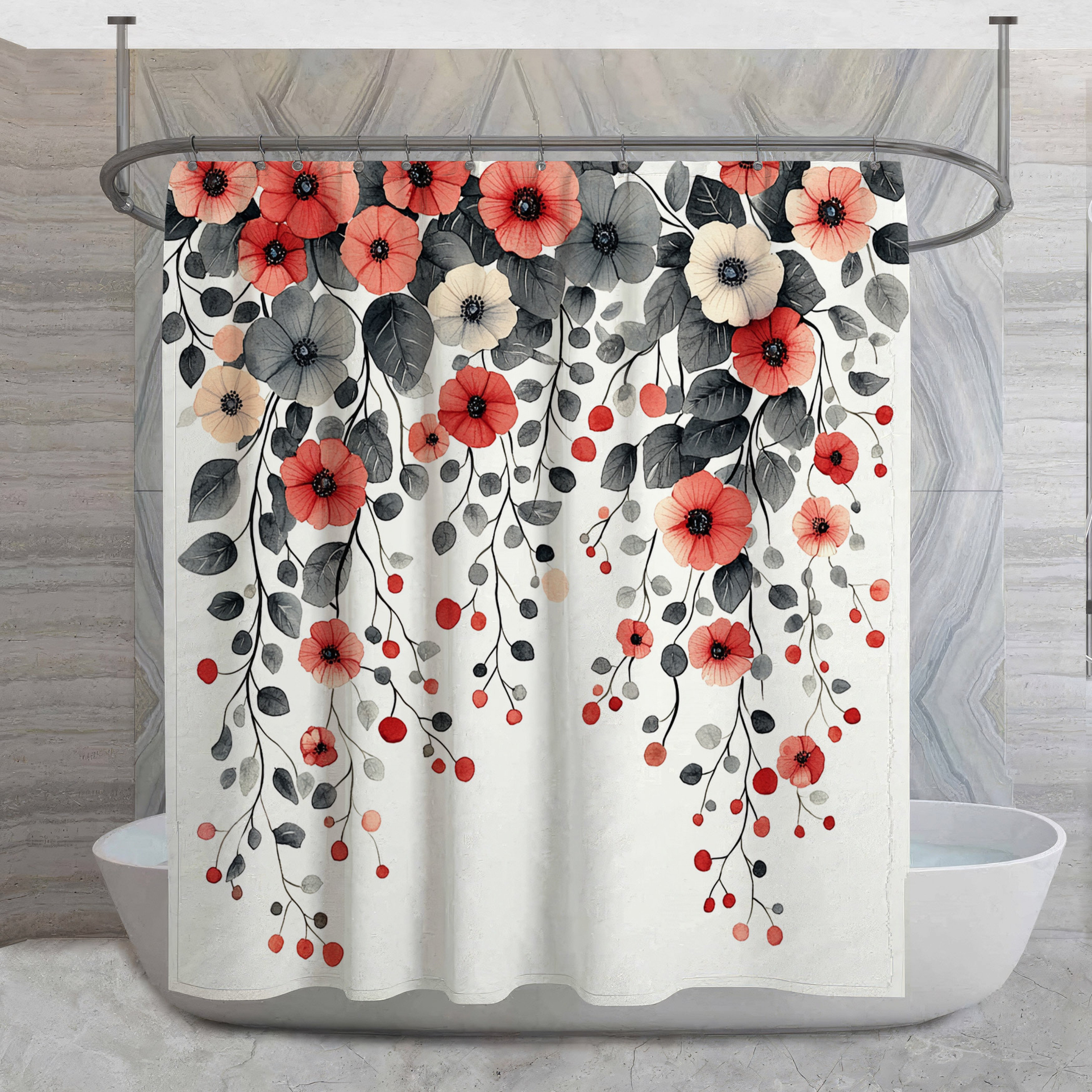 One Allium Way® Floral Cascade Shower Curtain - Floral Bathroom Decor ...