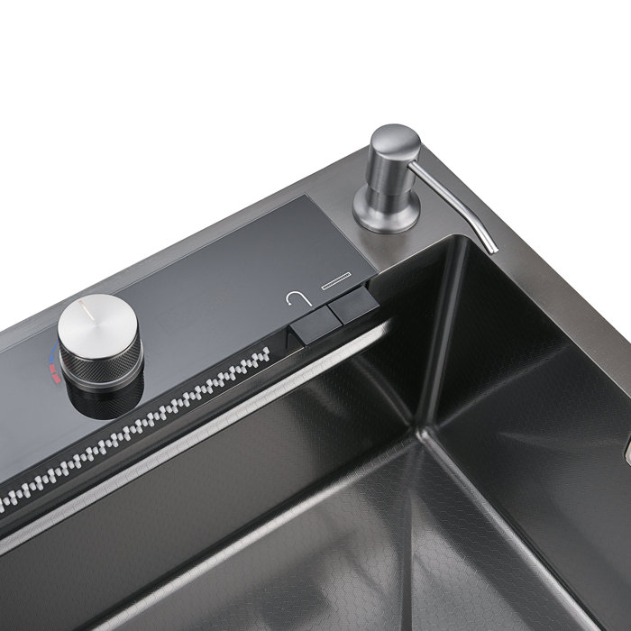 Lefton 304 Stainless Steel Waterfall Kitchen Sink Set with Temperature ...