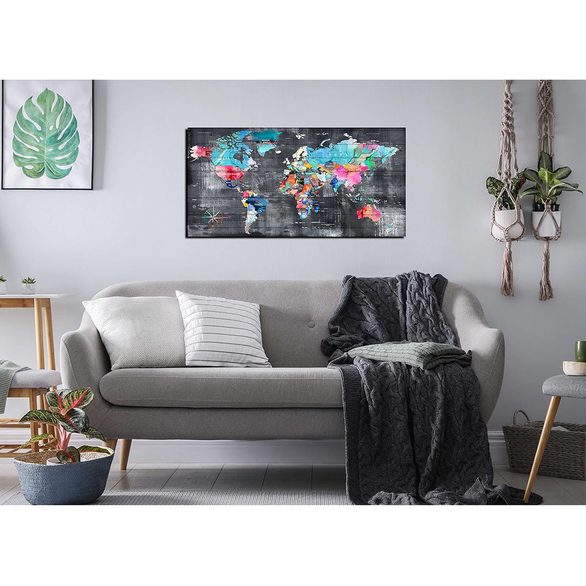17 Stories Teal Bedroom Wall-Art - World Map Wall Decor - World Maps ...