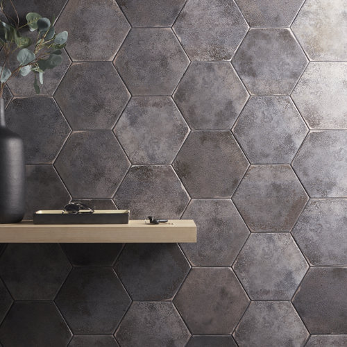 Bond Tile Mandalay Hex 9.13 in. x 10.51 in. Polished Concrete Look ...