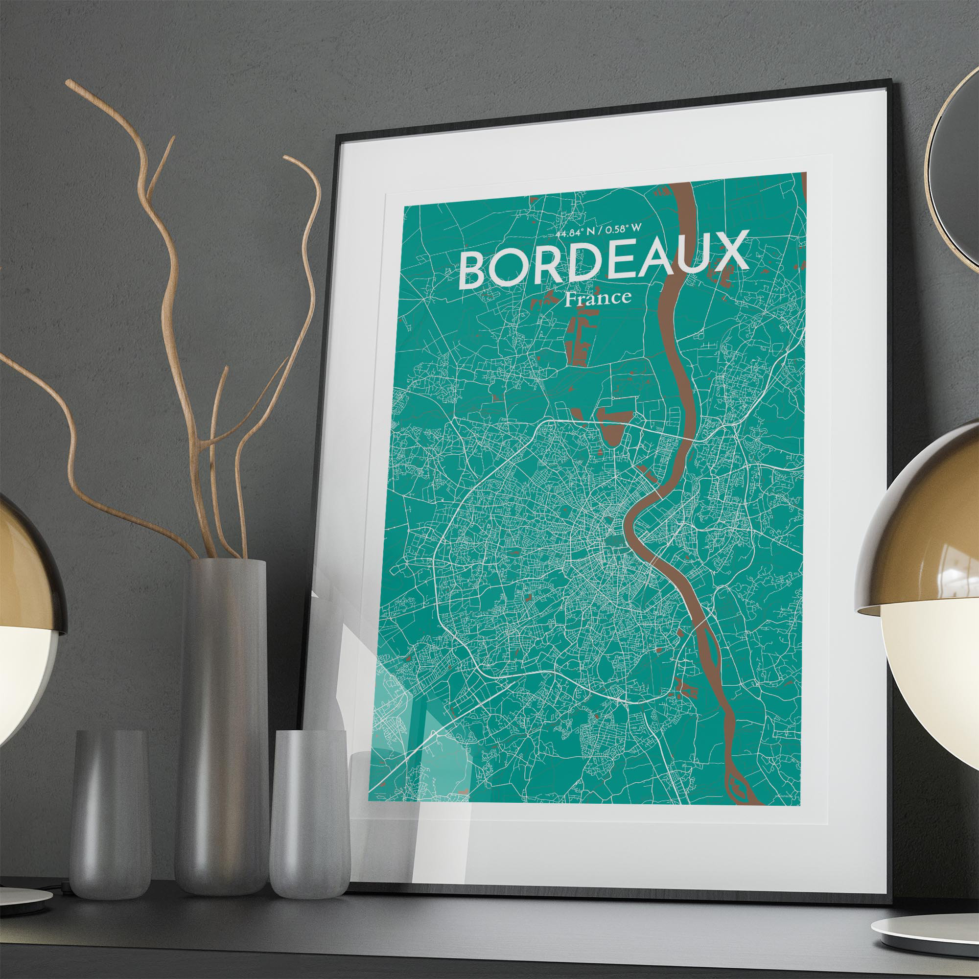 17 Stories Bordeaux City Map Graphic Art In Nature - Wayfair Canada
