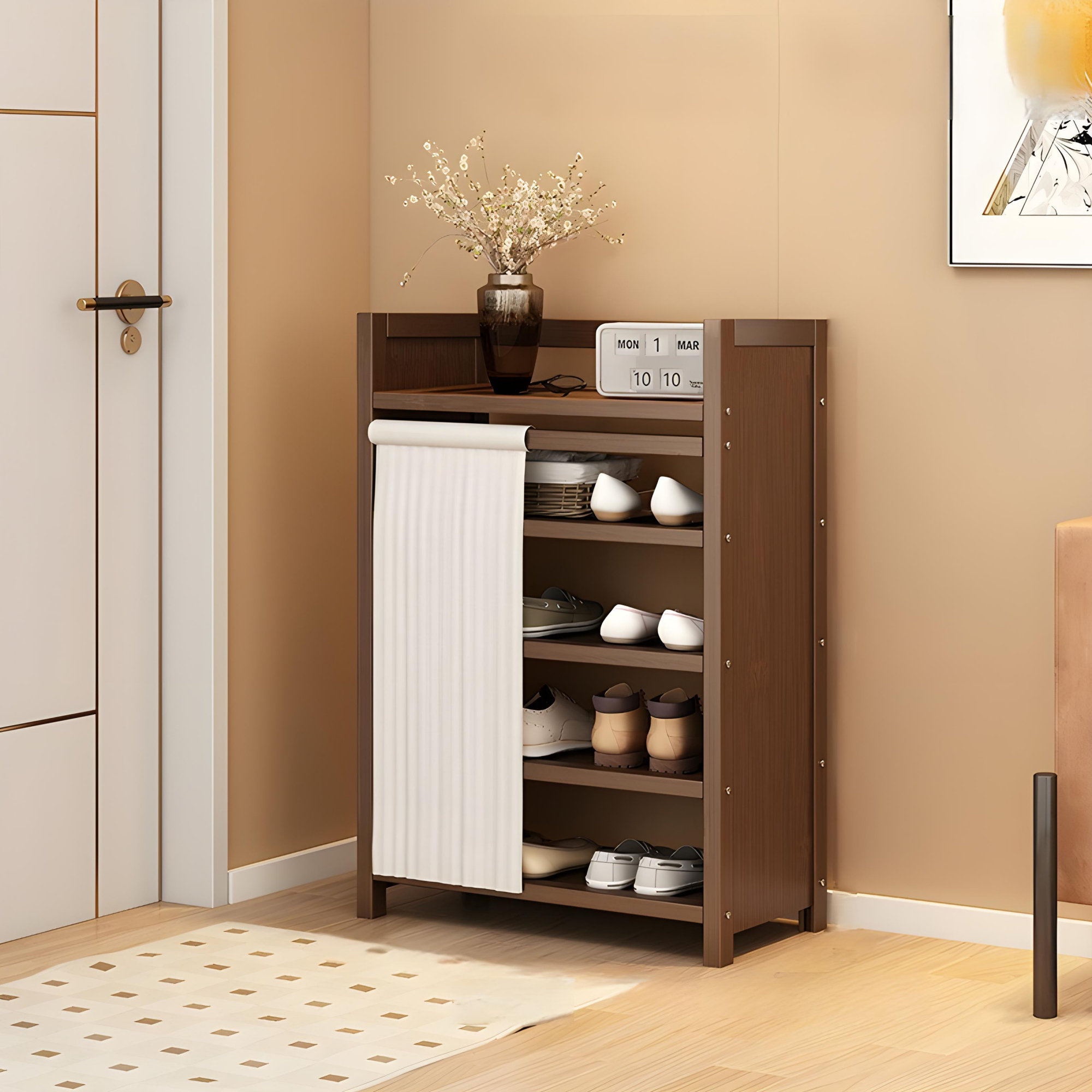 Hokku Designs Non Installation Folding Bamboo Shoe Cabinet Multi-Layer ...