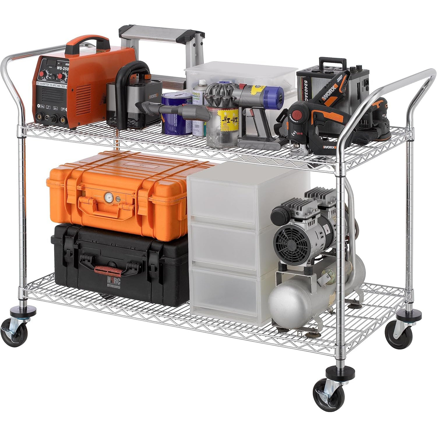 DONIVE Chariot roulant à 2 niveaux de qualité commerciale, chariot ...