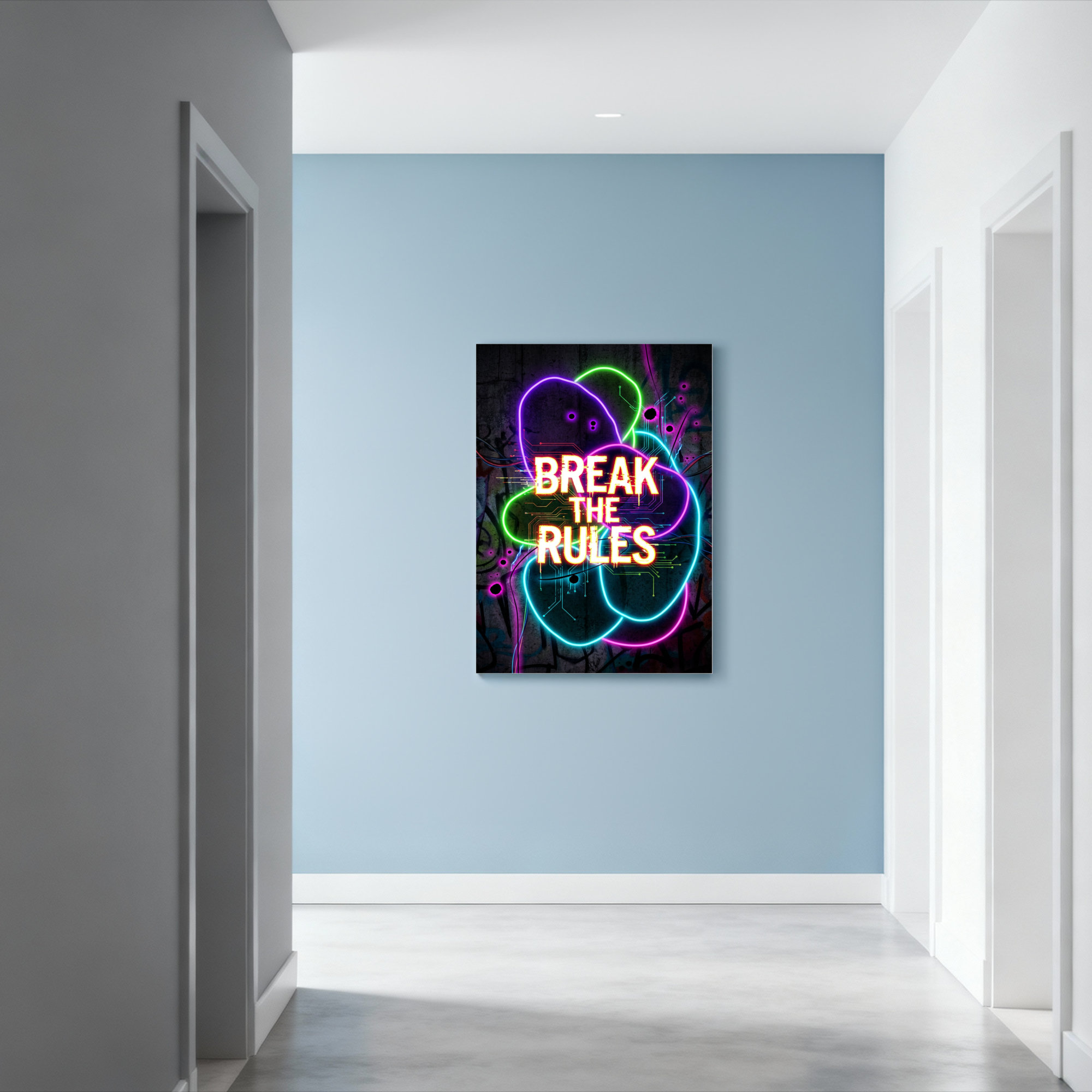Mercer41 Break The Rules Neon Abstract Canvas Wrapped Wall Art Oil ...
