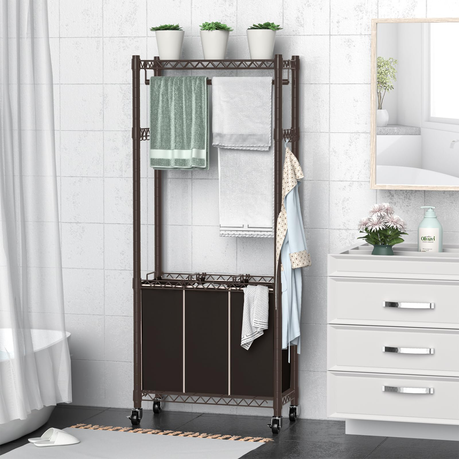 BTERAZ Metal Laundry Cart with Wheels | Wayfair