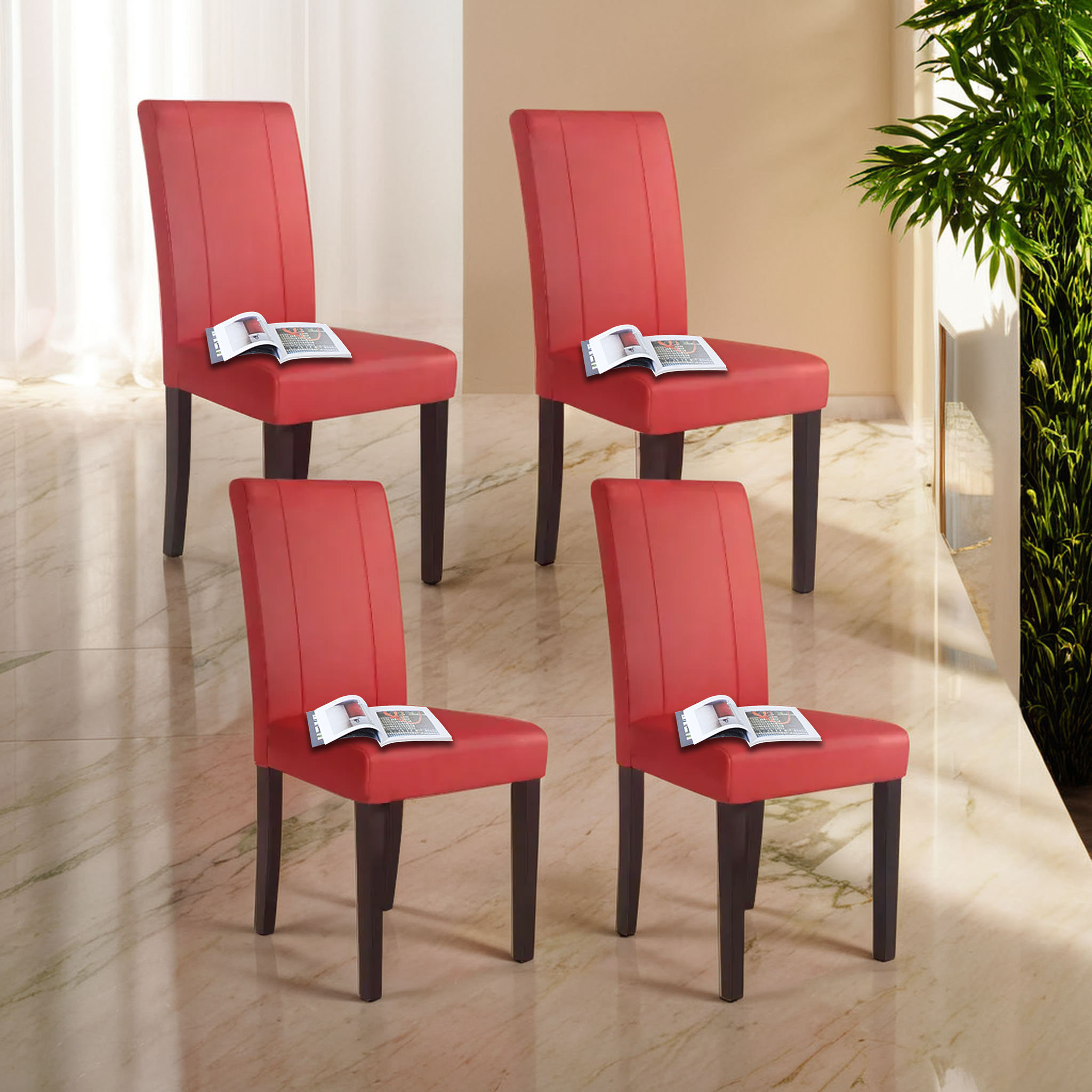 Lark Manor™ Urban Style Solid Wood Morden Leather Dining Chair (Set of ...