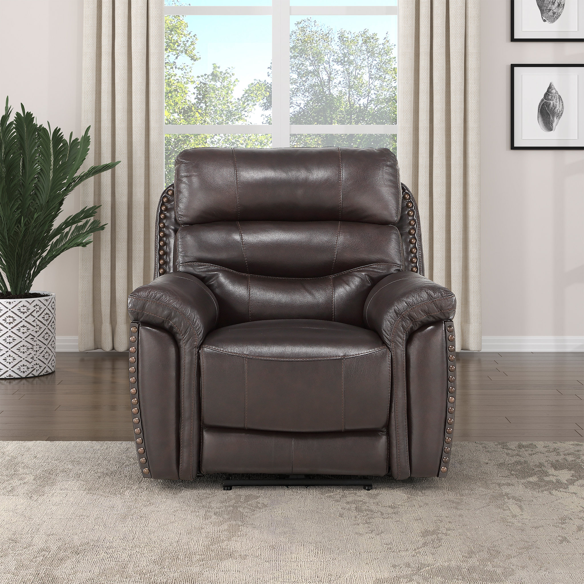 Red Barrel Studio® Magaro Leather Match Power Wall-Hugger Recliner ...