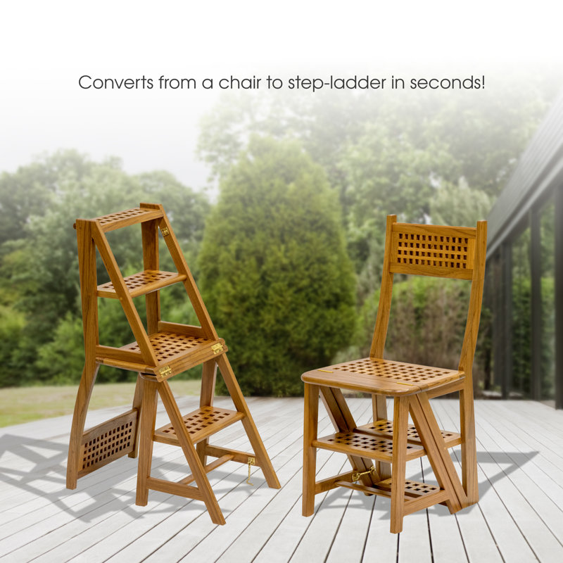 WFX Utility™ Premium Grade Teak Franklin Folding Ladder Chair | Wayfair