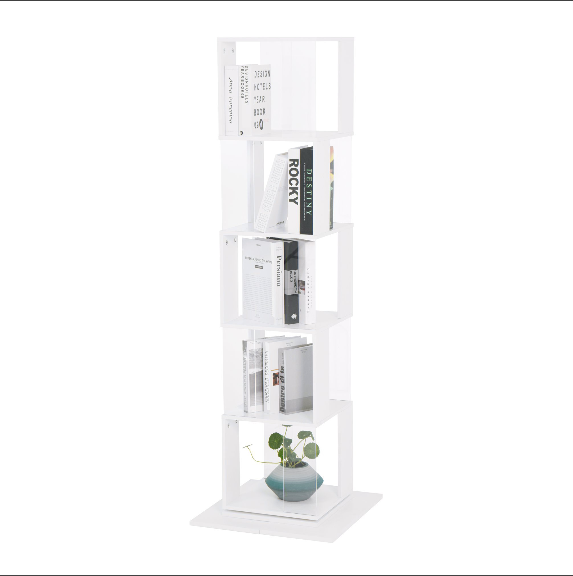 W-Jopns 4 Tier Rectangular Bookcase with Adjustable Shelves - Wayfair ...