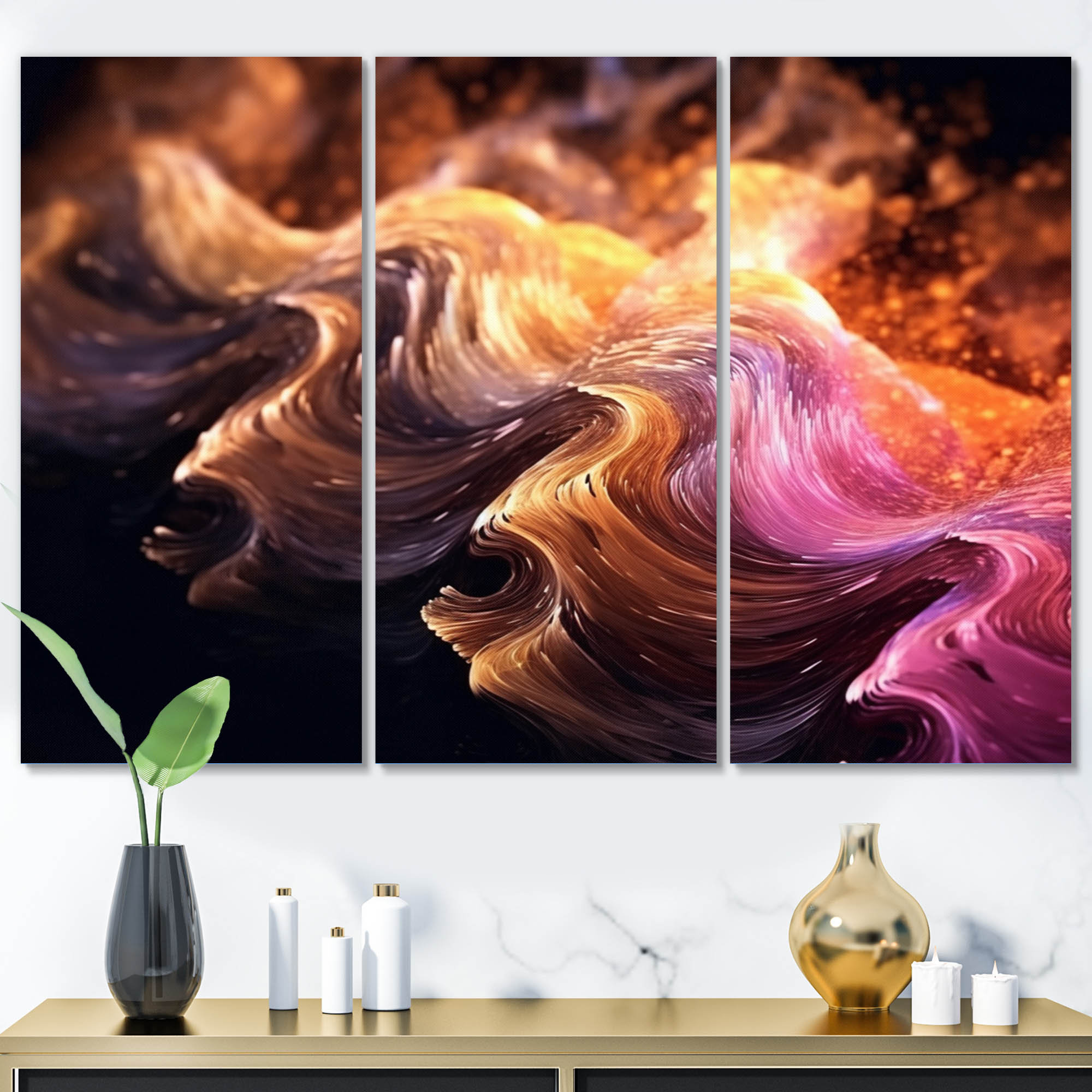 Wrought Studio Orange Pink Ethereal Surges - Fractals Canvas Wall Art ...