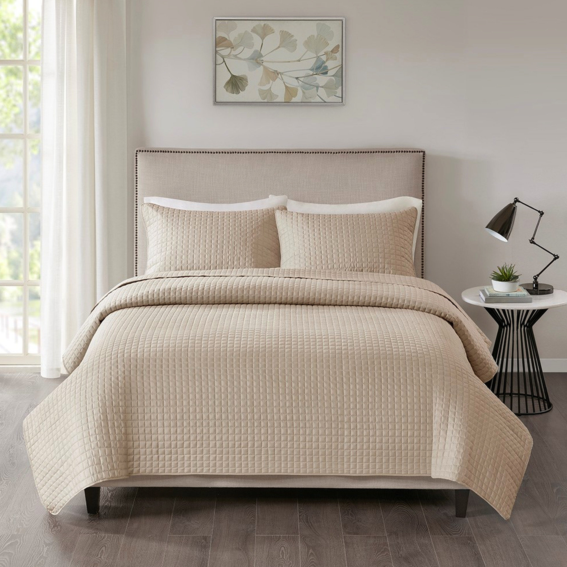 Kivaritio 3 Piece Khaki Bedding Reversible Quilt - Characteristic ...