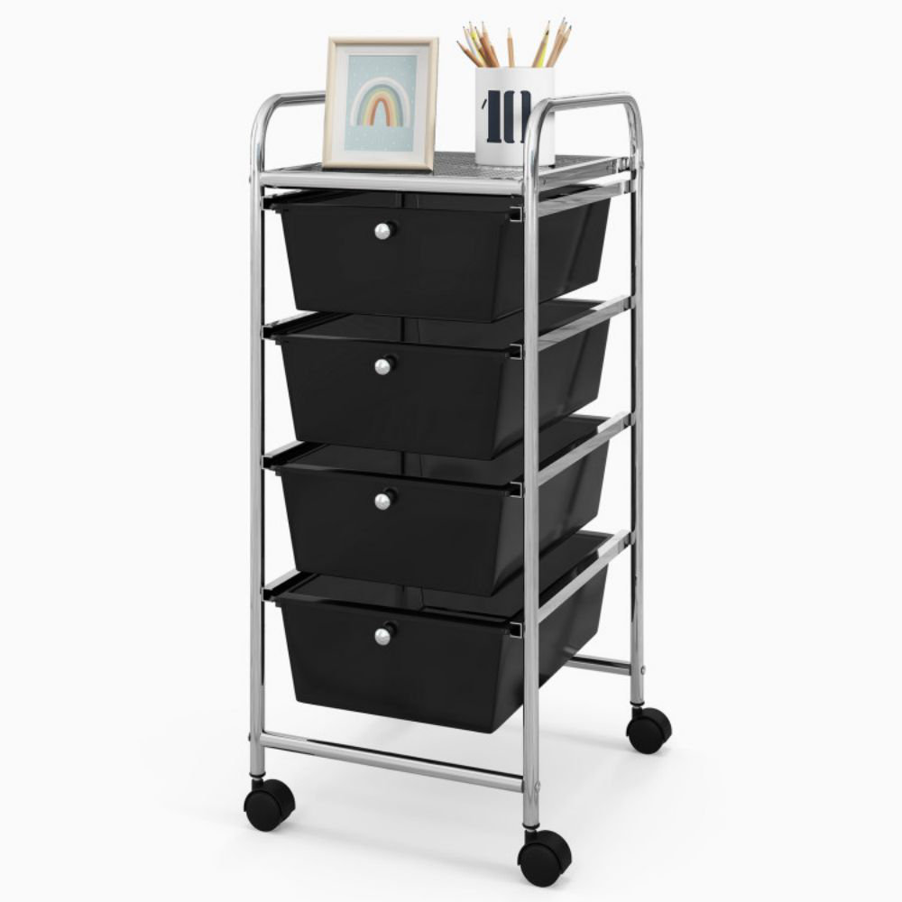 Rebrilliant 4-Drawer Cart Storage Bin Organizer Rolling With Plastic ...