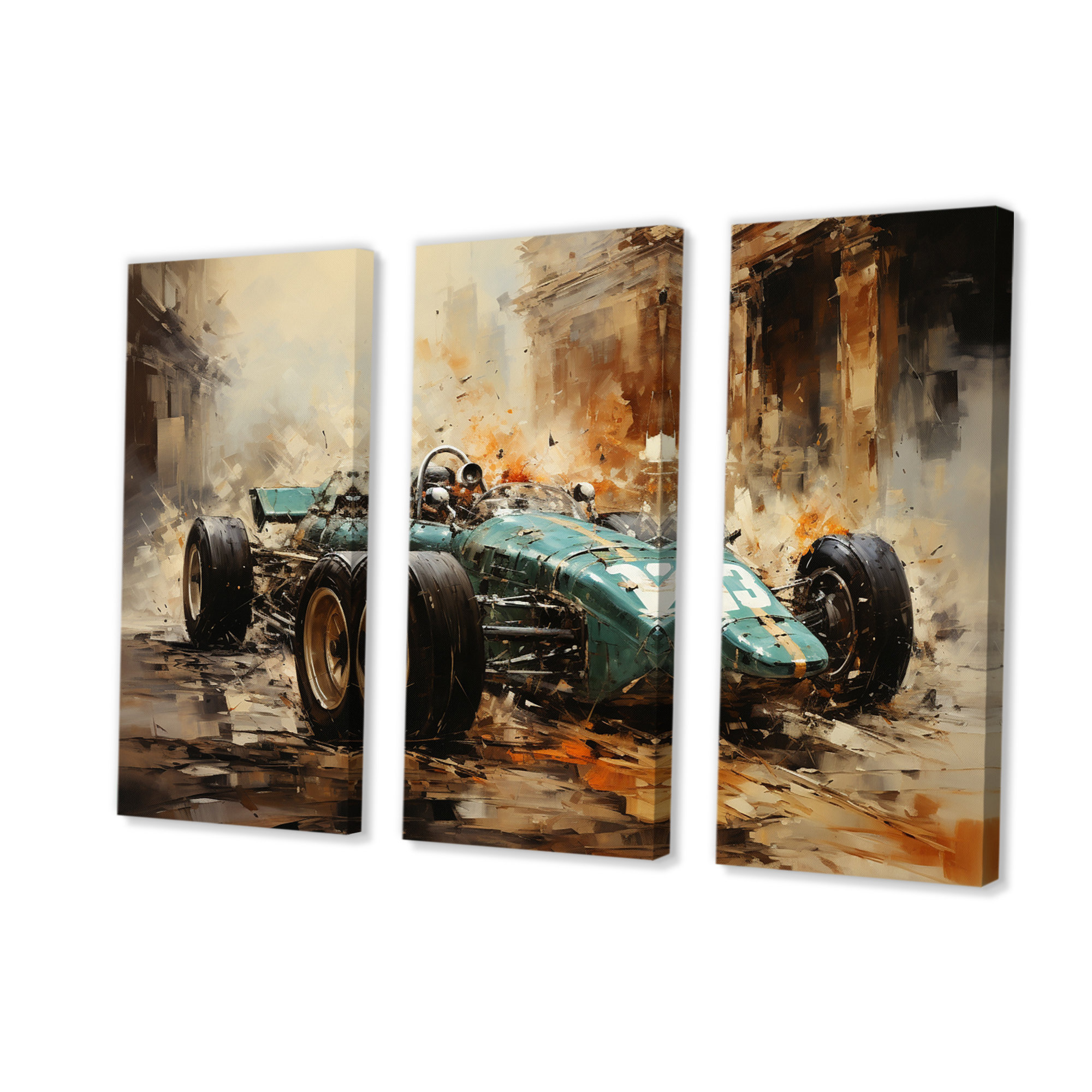 Williston Forge Retro Grand Prix Sports Car Illustration - Cars Race ...