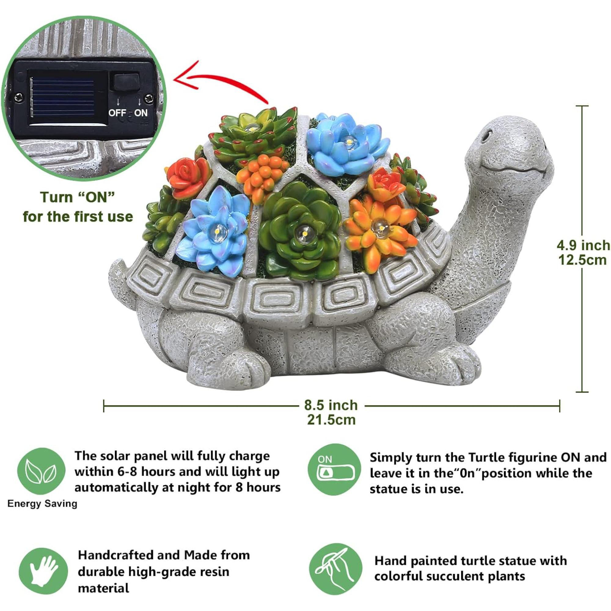 Trinx Solar Garden Outdoor Statues Turtle With Succulent And 7 LED ...