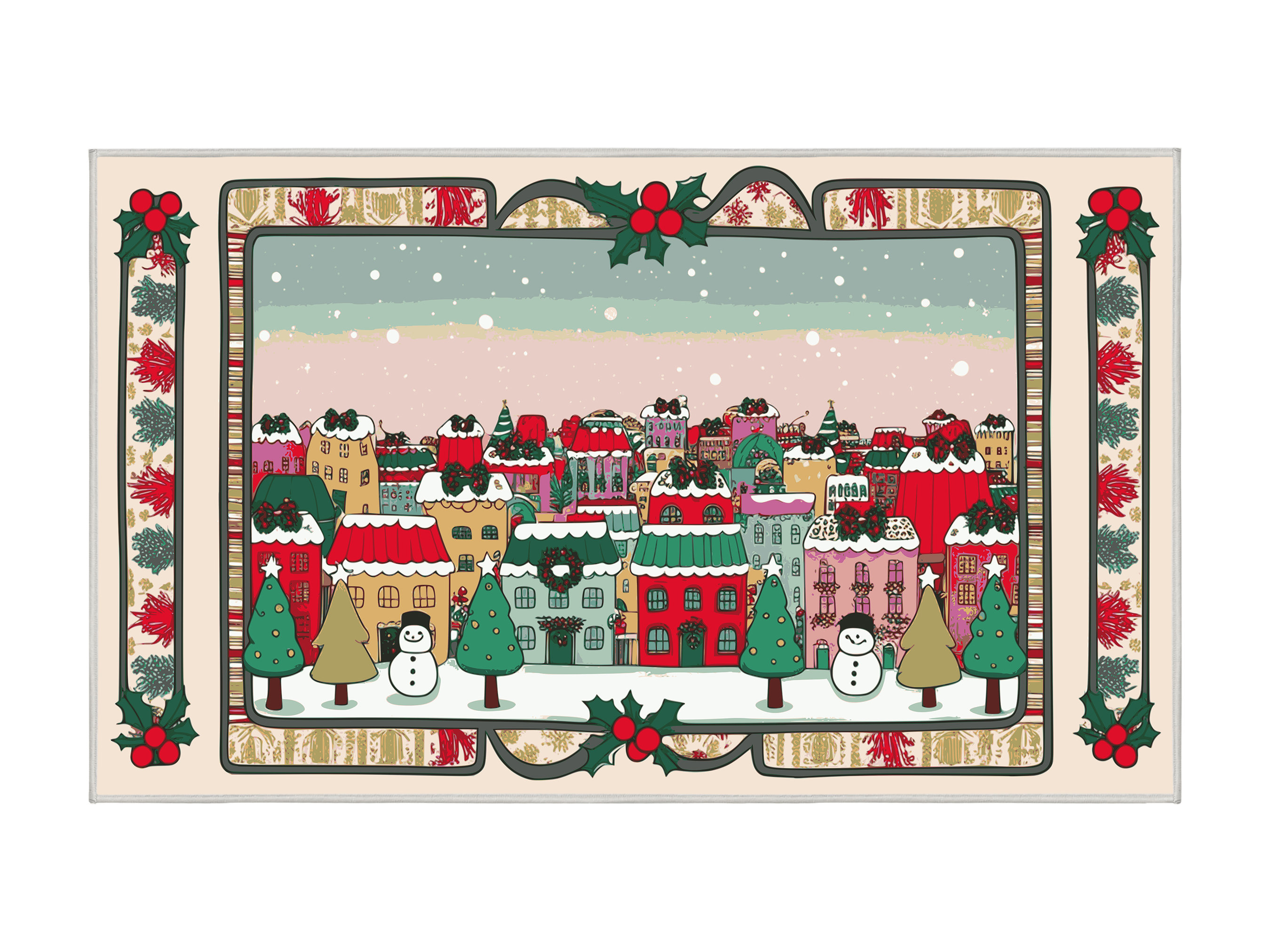 The Holiday Aisle® Christmas Winter Holiday Rug | Wayfair