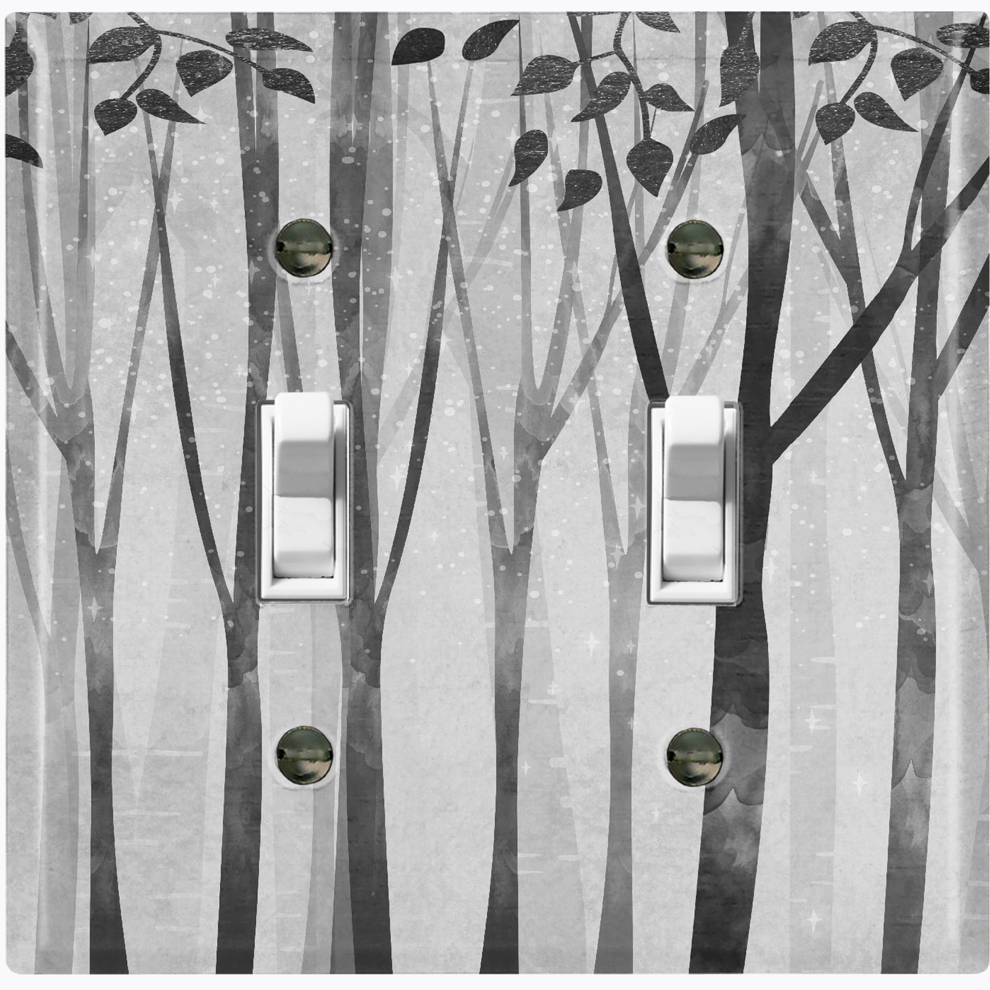 WorldAcc Gray Forest Trees Nature Themed 2 - Gang Toggle Light Switch ...