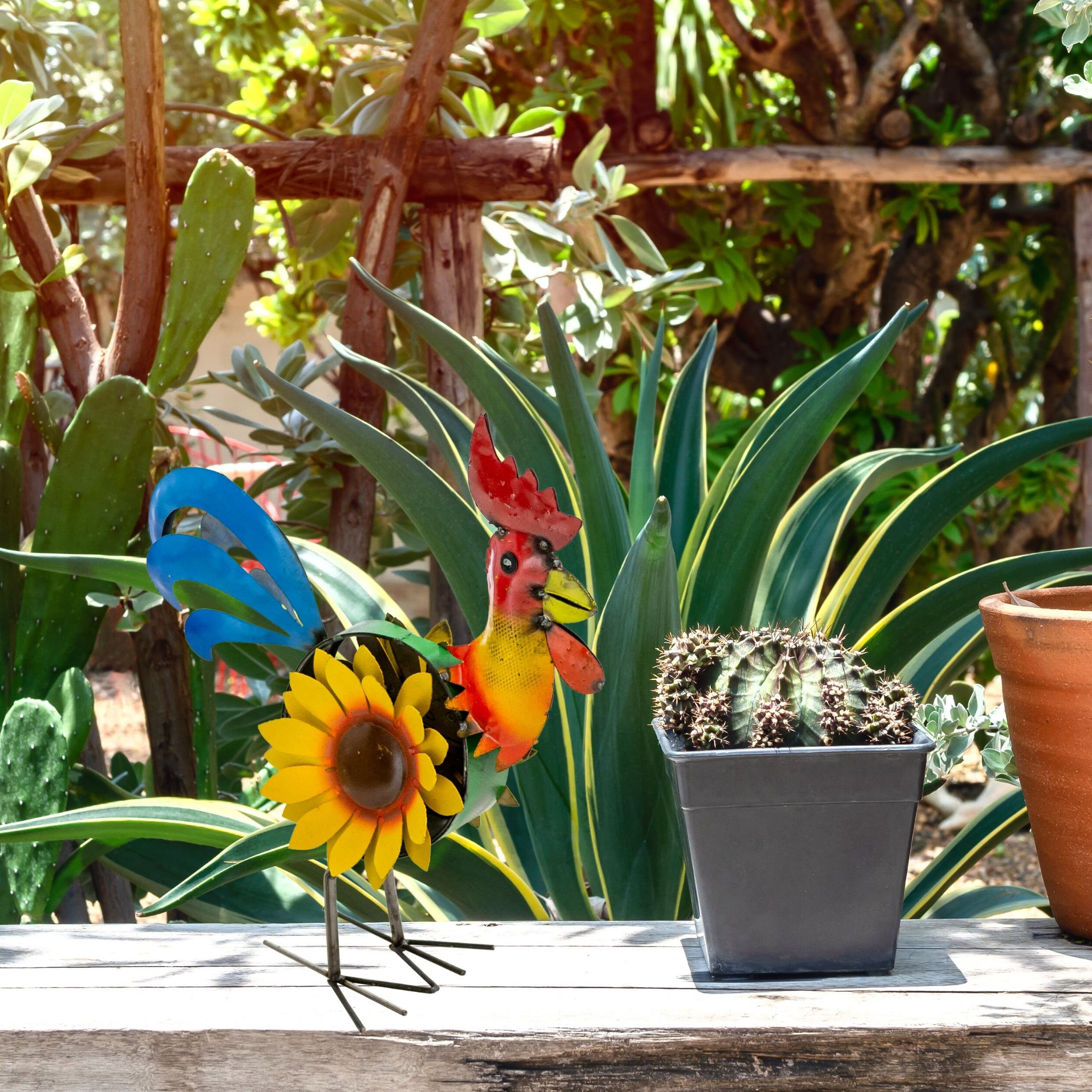 Gracie Oaks Metal Sunflower Rooster | Wayfair