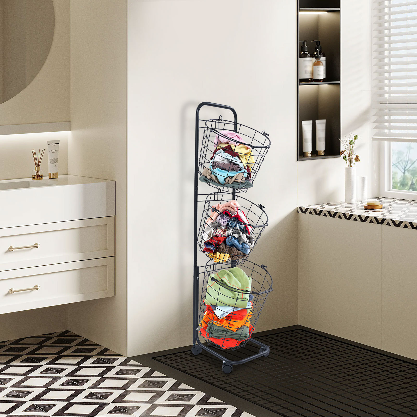 George Oliver 48.4” H Laundry Basket With Wheels - Wayfair Canada