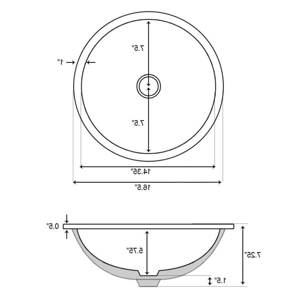 Plumbing N Parts Lavabo de salle de bain circulaire encastré en ...