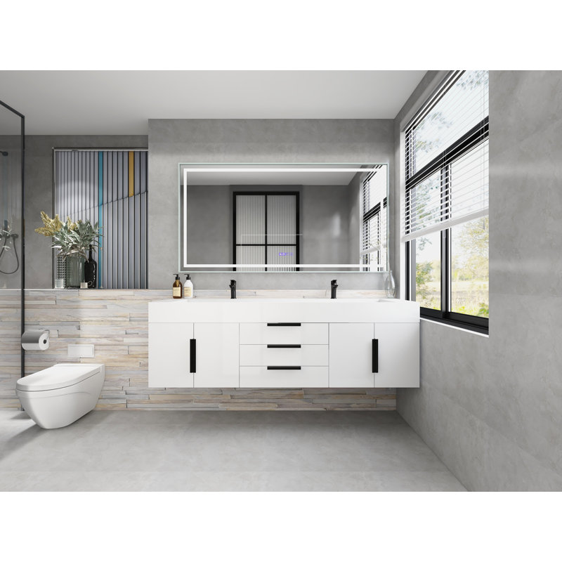 Latitude Run® Jessica 72'' Wall-Mounted Single Bathroom Vanity | Wayfair