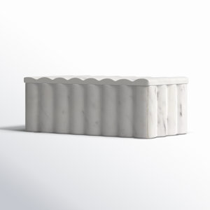 Joss & Main Neutral White Marble Storage Box Contemporary Textured - 7 ...