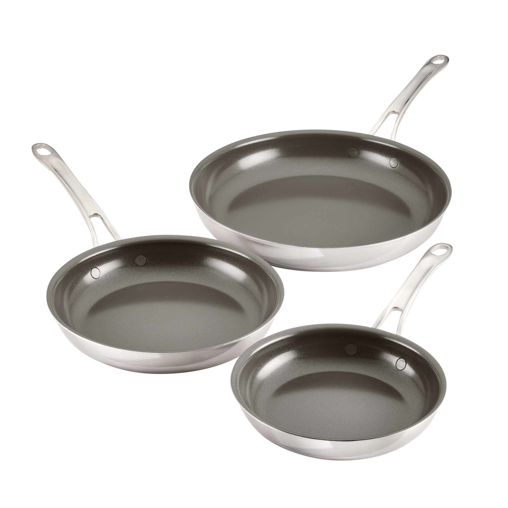 Anolon Everlast Ceramic Nonstick Frying Pan Set, Clad Induction ...
