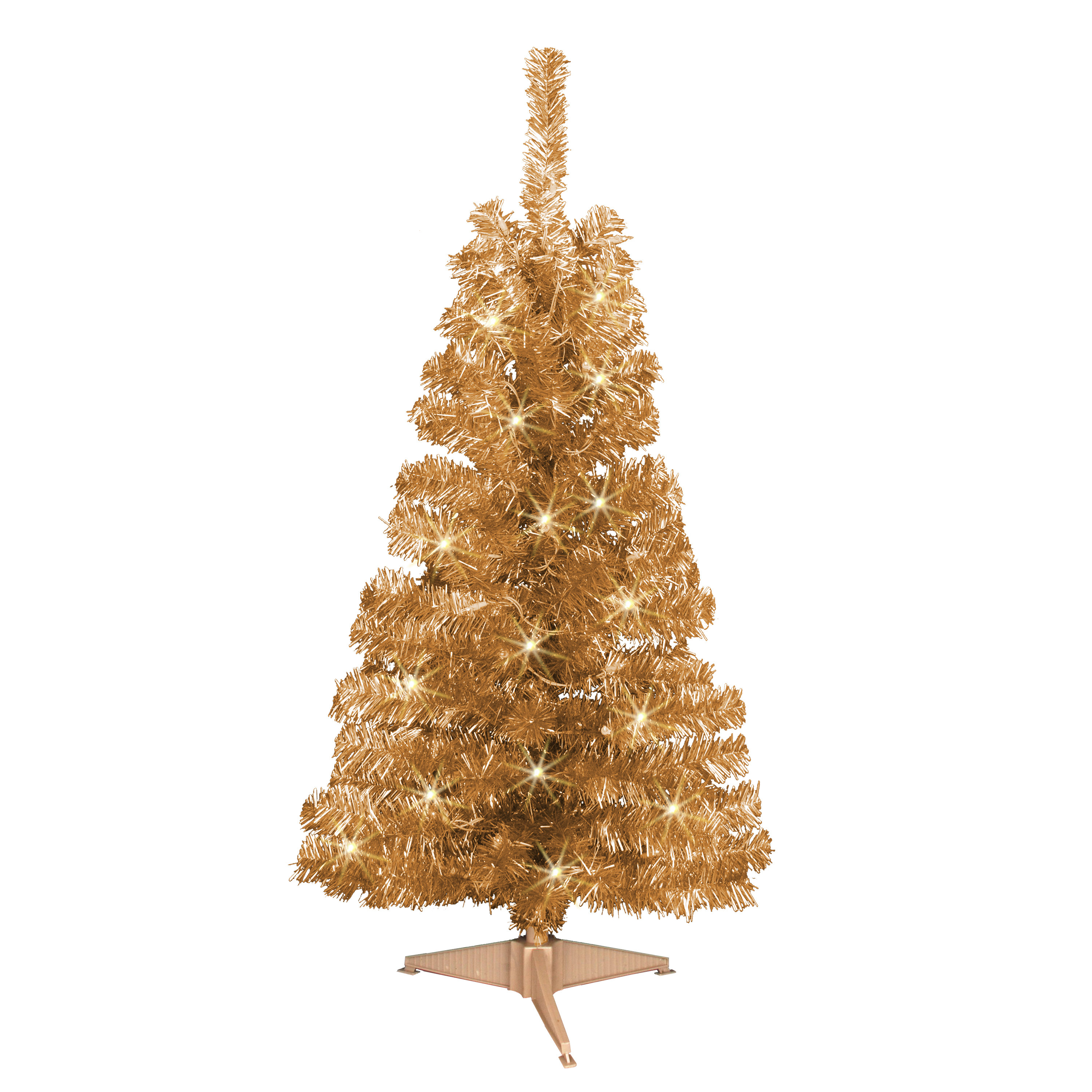 Jeco Inc. Tinsel 4' Champagne Pine Artificial Christmas Tree with 70 ...