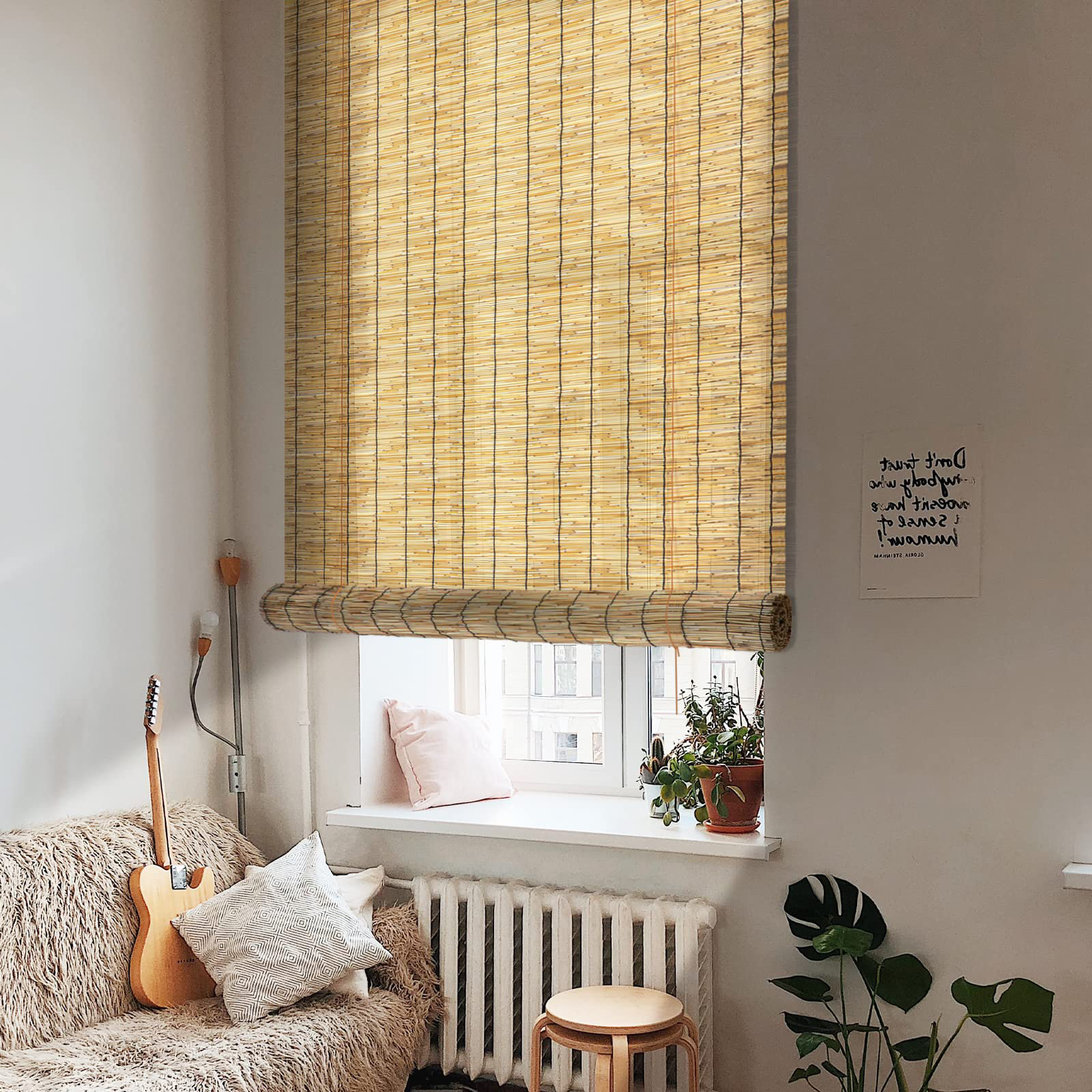 Symple Stuff Roll-Up Shade,1 Pack Reed Roller Shutters Curtains, Window ...