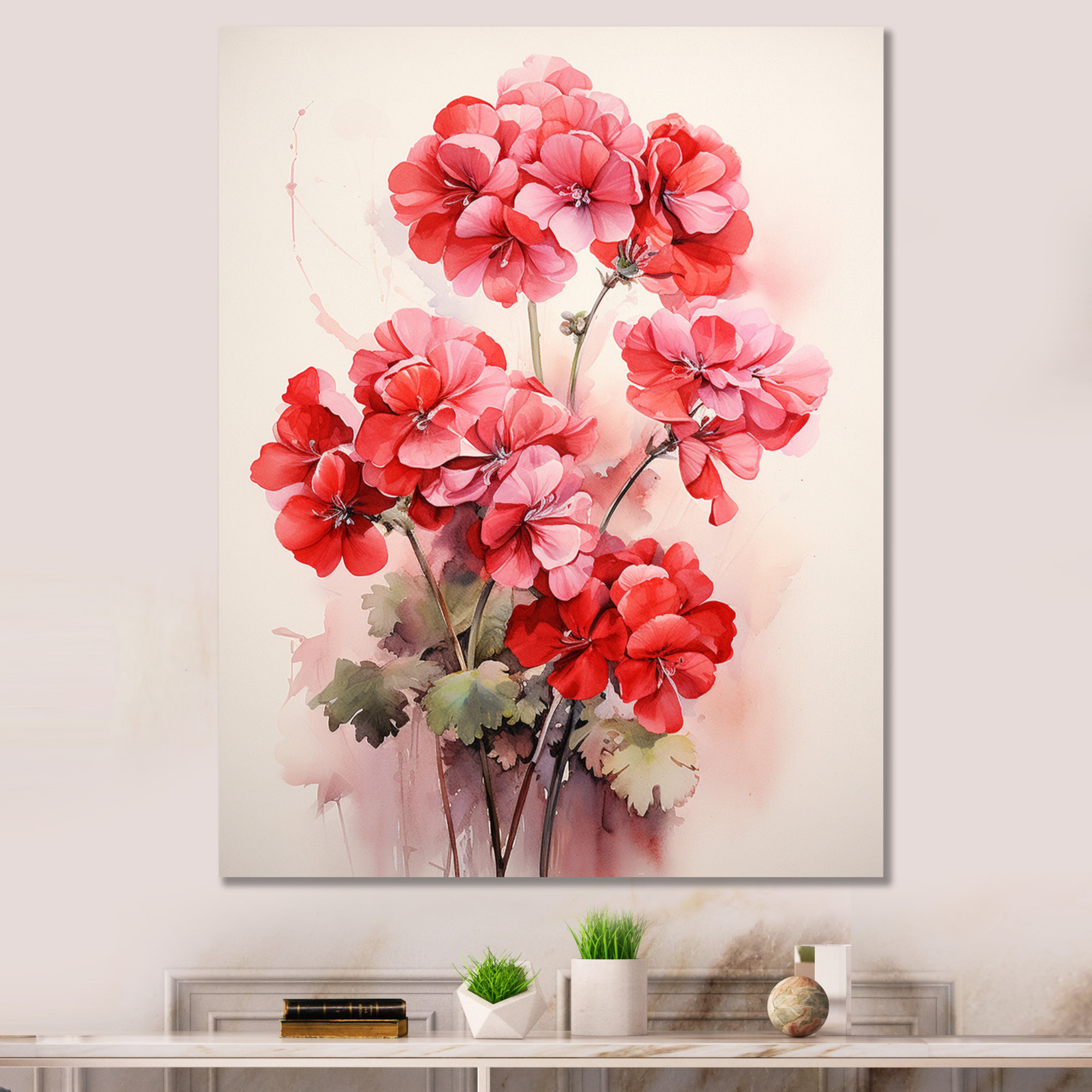 Winston Porter Pink Geraniums Graceful I - Floral & Botanical Wall Art ...