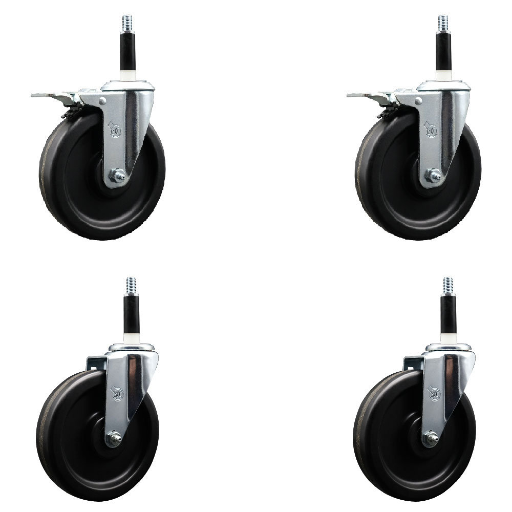 Service Caster 6 Inch Phenolic Swivel 7/8 Inch Expand Stem Caster Set 2 ...