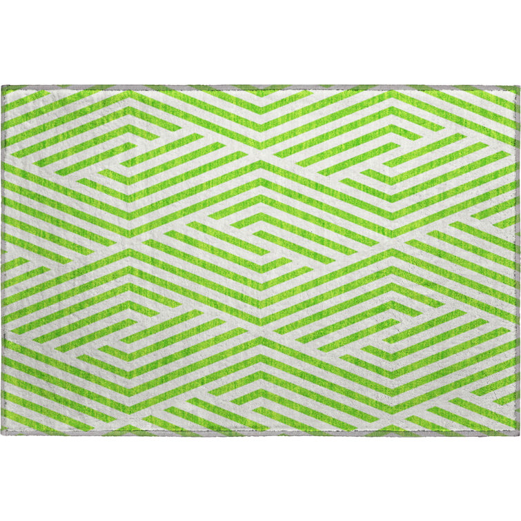 Wade Logan® Premium Machine Washable Cerrito AMF550 Lime Rug | Wayfair