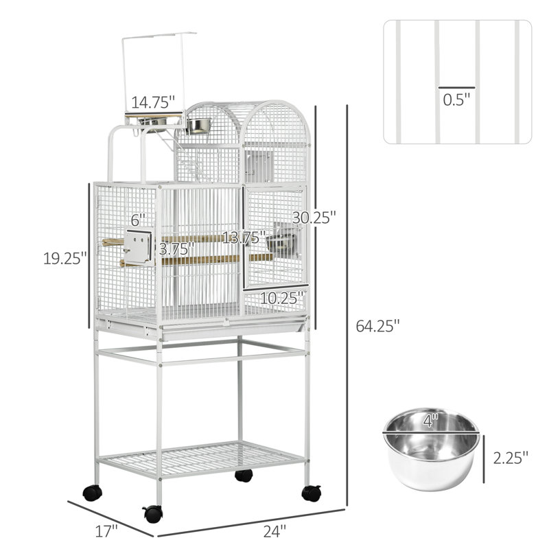 Archie & Oscar™ Thelma 64.25" Iron Play Top Floor Bird Cage with Wheels ...