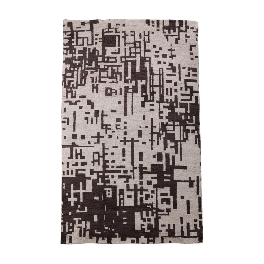 17 Stories Beige Brown 100% Wool Handmade Contemporary Area Rug, Hand ...