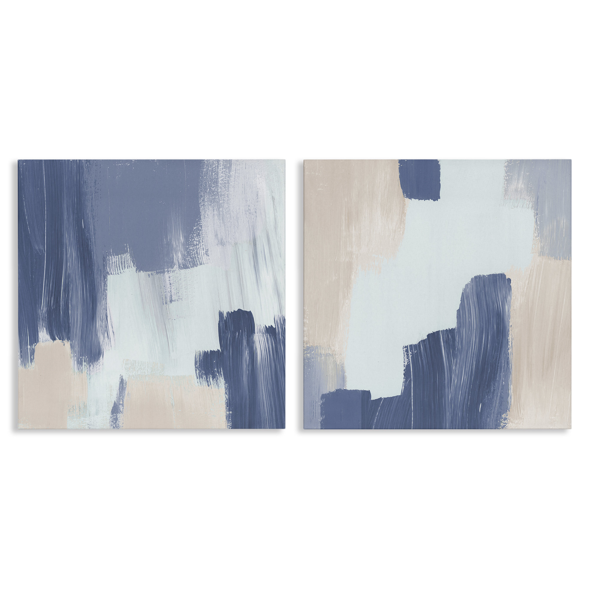 Brayden Studio® Restless Blue Brush Strokes 2 PC Canvas Wall Art Set by ...