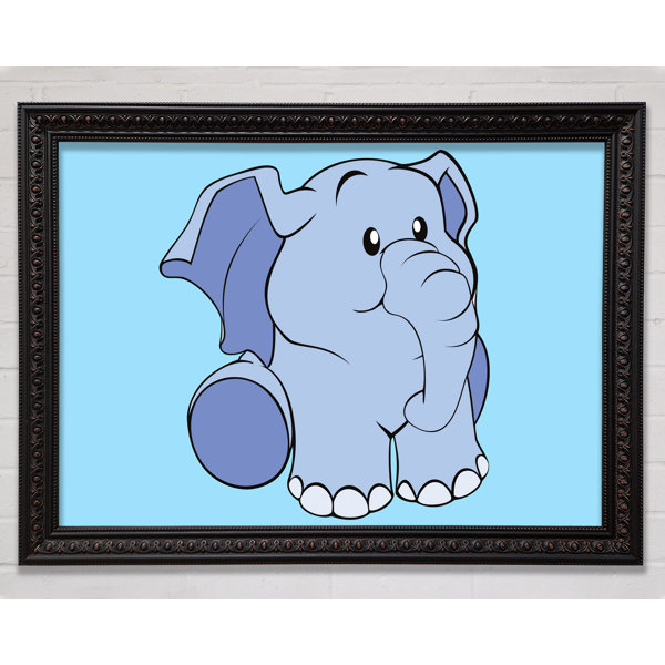 Bright Star Happy Baby Elephant Baby Blue - Single Picture Frame Art ...