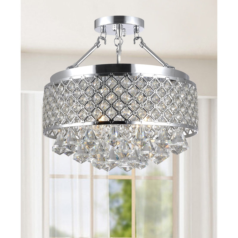 Willa Arlo™ Interiors Talbotton 4-Light 15-inch Chrome Round Shade ...