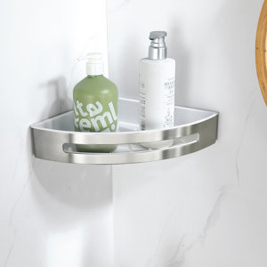 Ebern Designs Stainless Steel Wall Mounted Corner Shower Caddy in ...