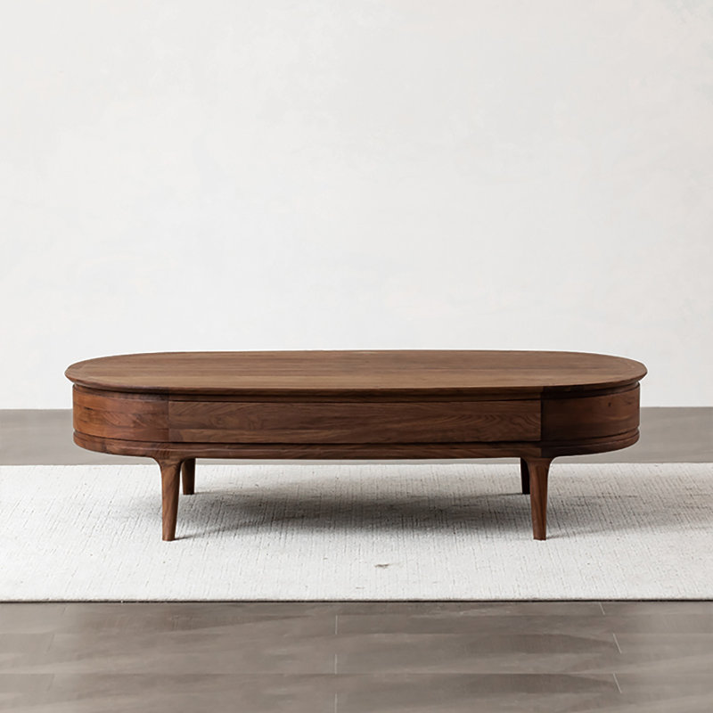 Trentastic Trails Minimal black walnut oval coffee table | Wayfair